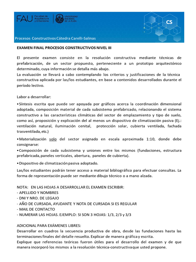 Examen Final: Procesos Constructivos III | PDF
