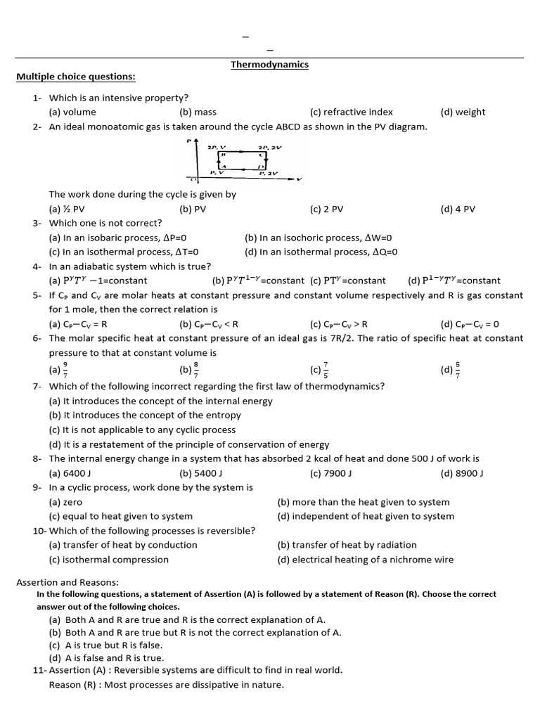 Class-11 Physics Worksheet | PDF | Heat | Gases