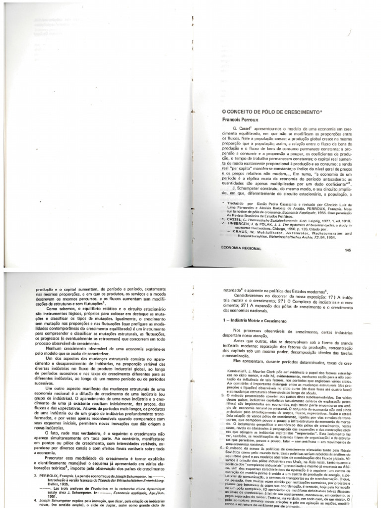 Perroux, François. O Conceito de Polo de Crescimento | PDF