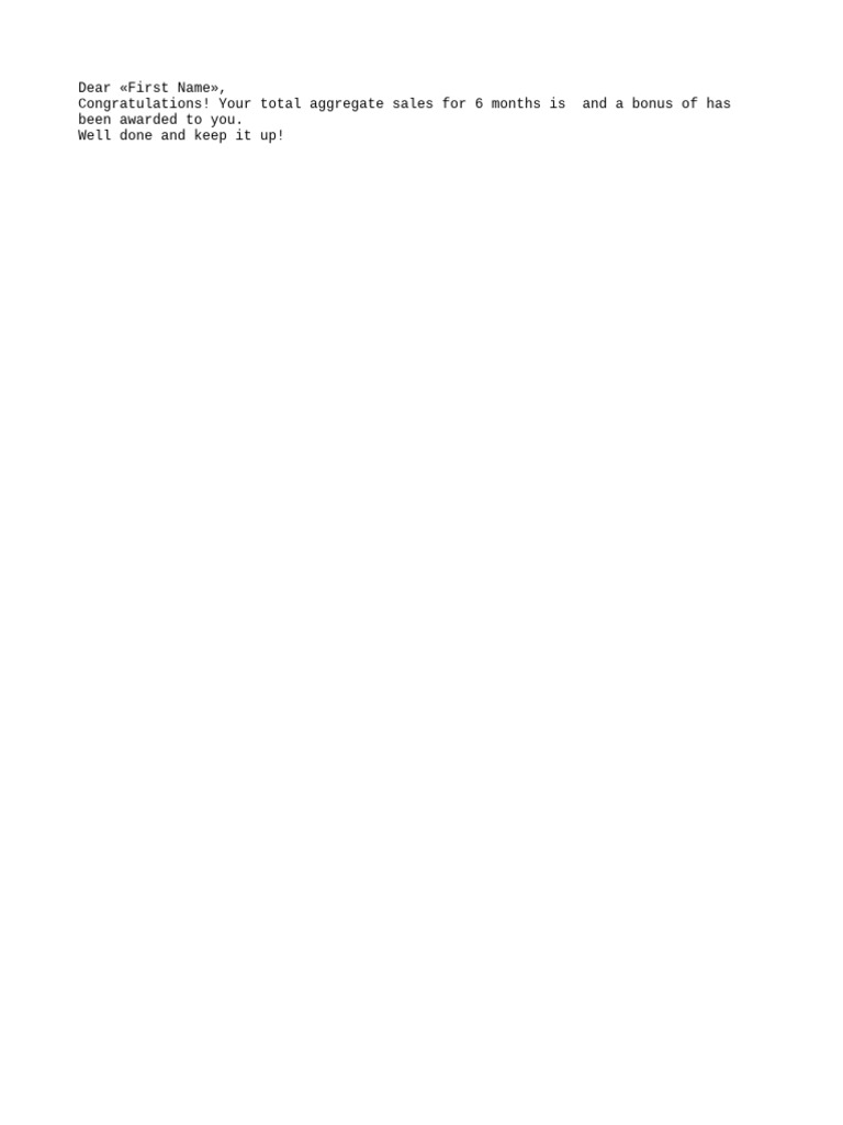 Sales Bonus Notification Letter | PDF