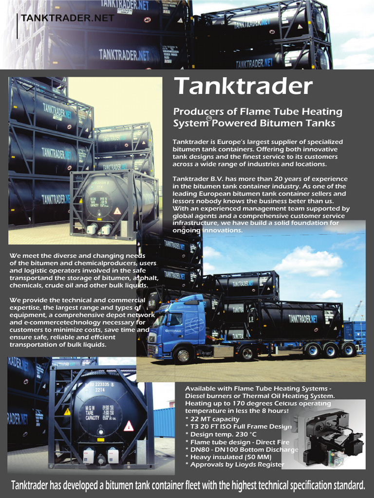 Tanktrader - Brochure - Producers of Bitumen Tank Containers | PDF