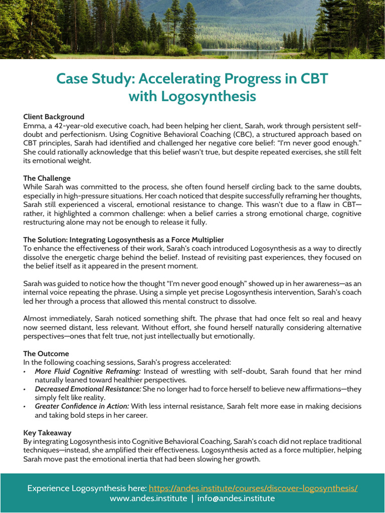 Enhancing CBT with Logosynthesis | PDF | Cognitive Behavioral Therapy ...