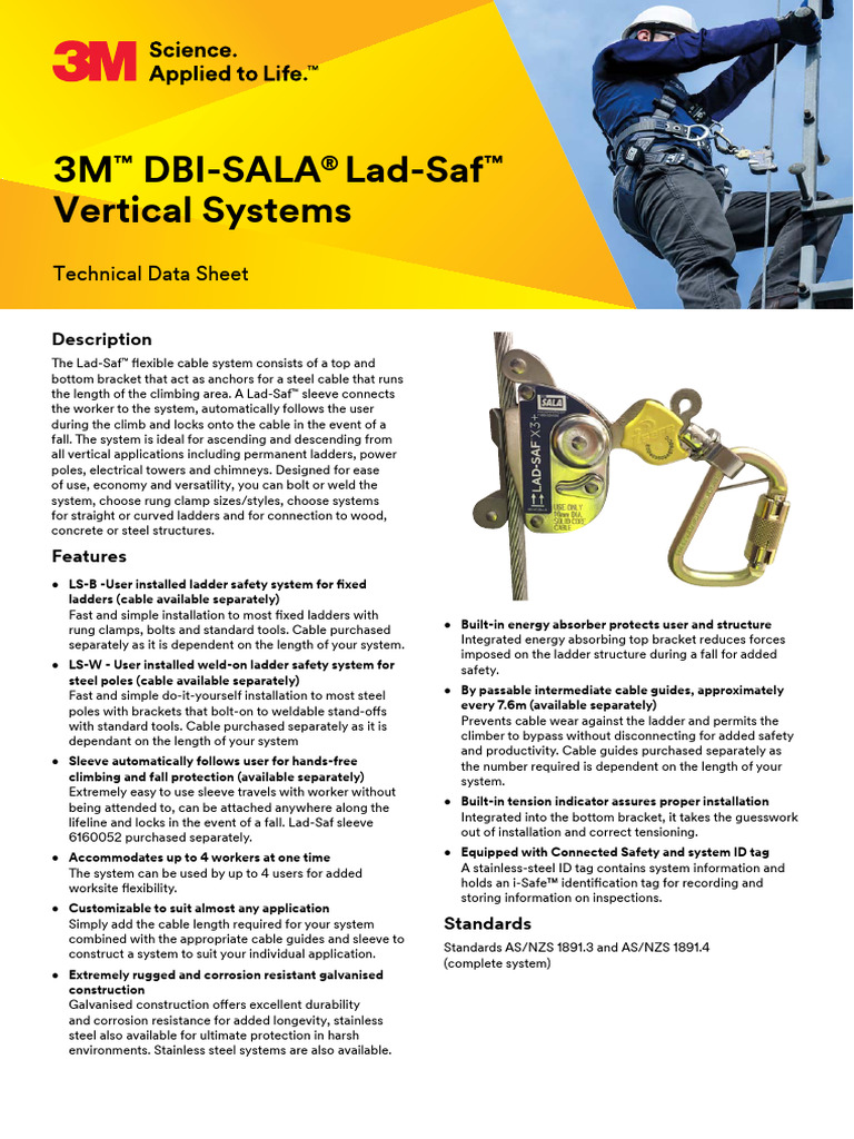 3M Datasheet - FALL - DBI-SALA Lad Saf Vertical Systems | PDF | Ladder