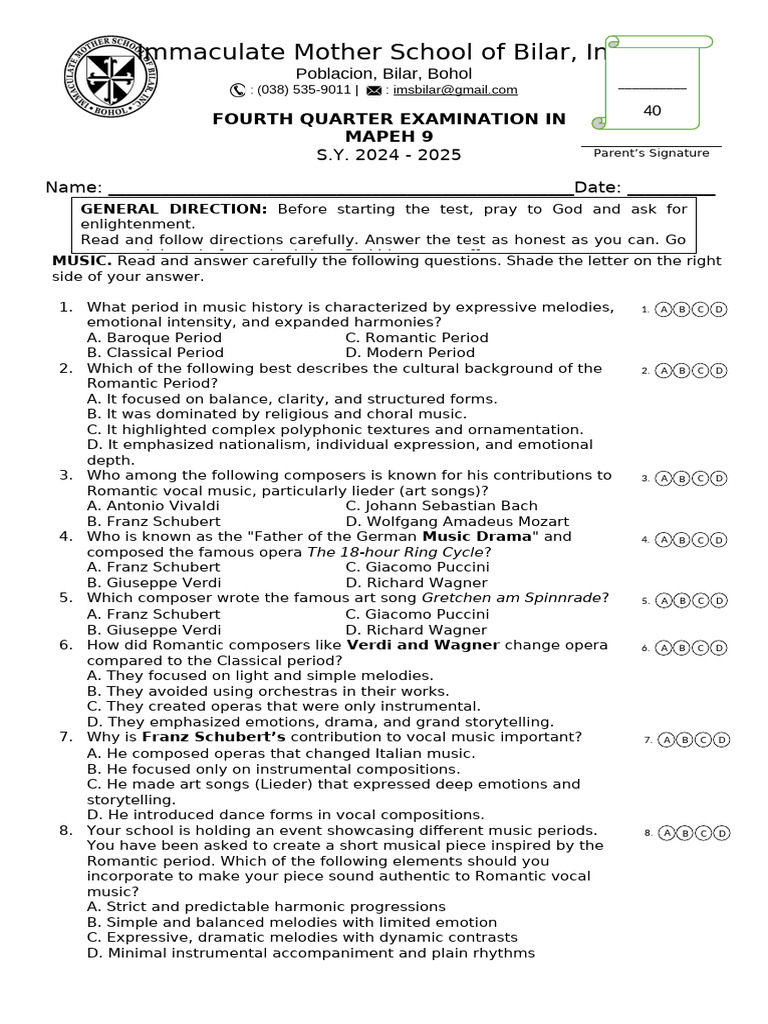 MAPEH 9 | PDF | Bullying | Opera