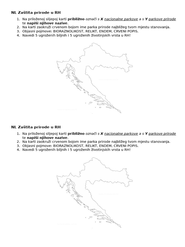NL Slijepa Karta RH Za NP I PP | PDF