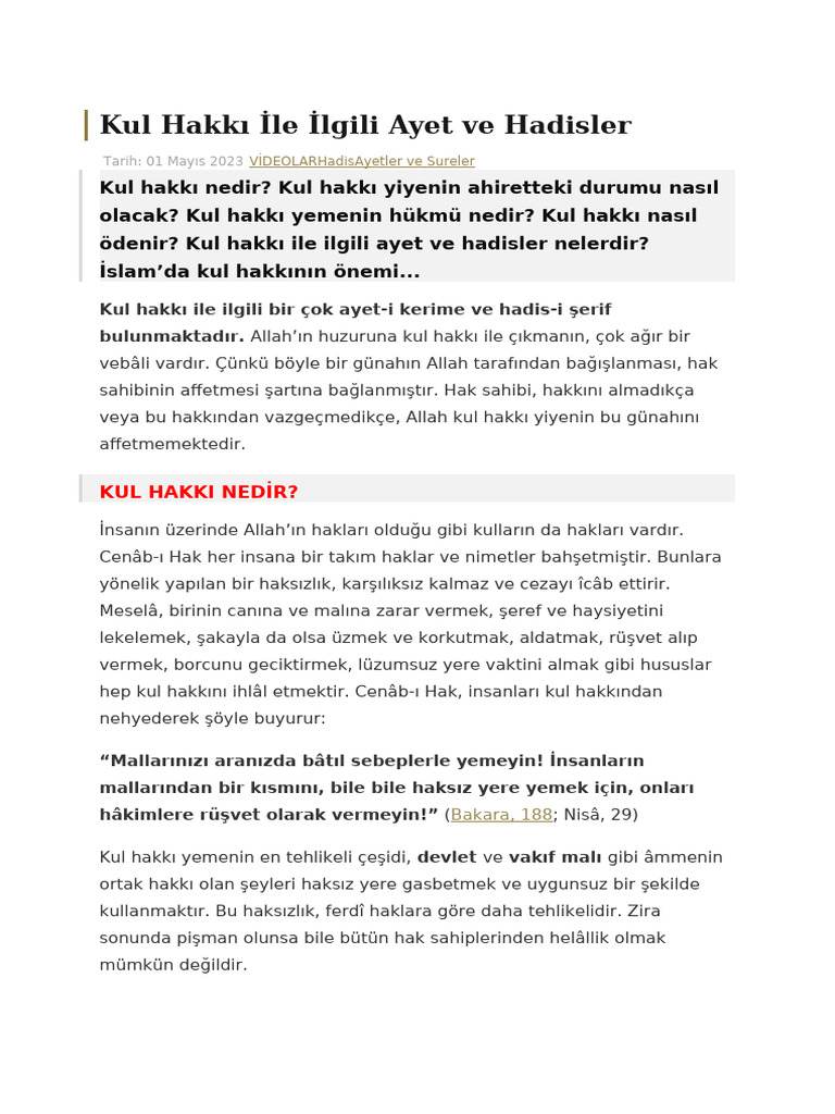 Kul Hakkı | PDF