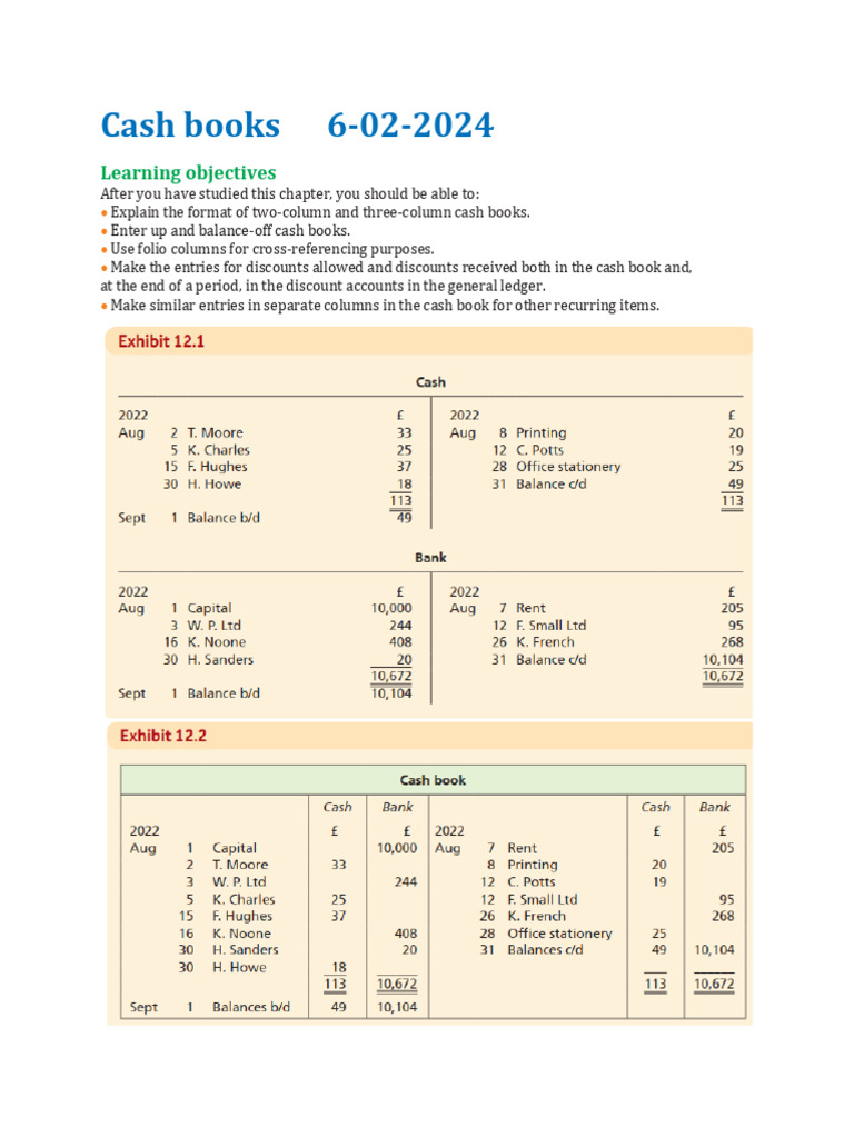 Understanding Cash Books and Entries | PDF