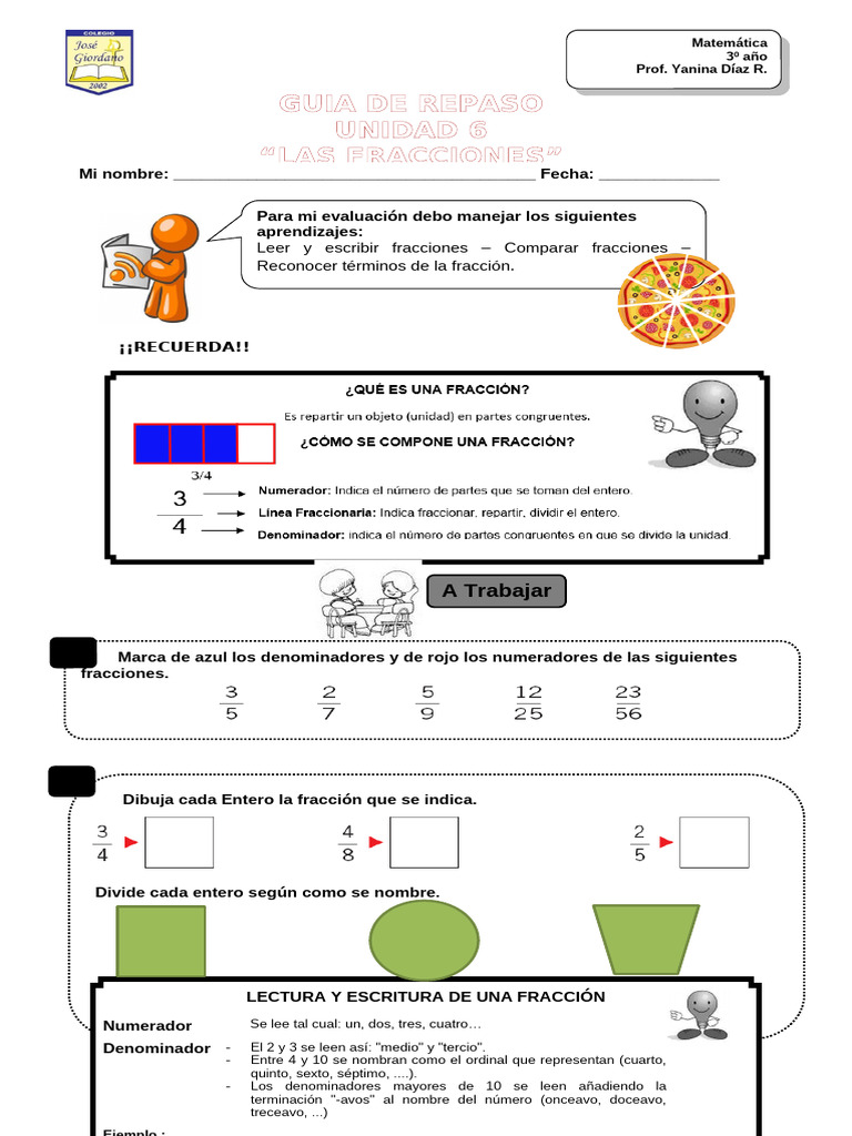 Guía de Repaso Mat 3° U6 | PDF
