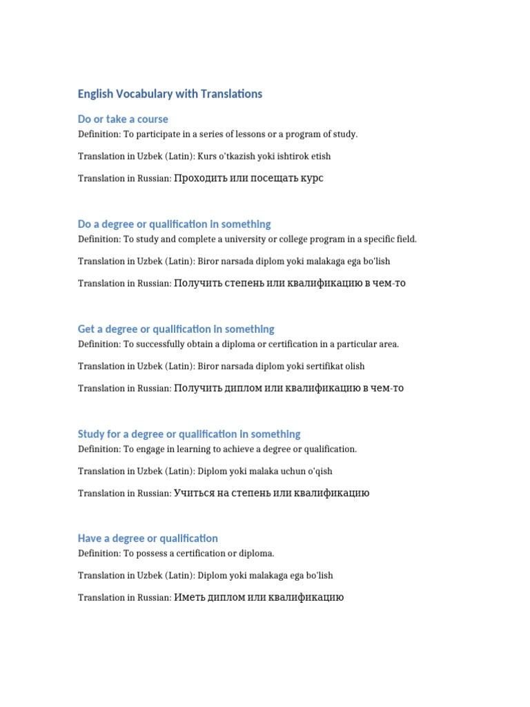 English Vocabulary Translations Latin | PDF | Apartment | Foods