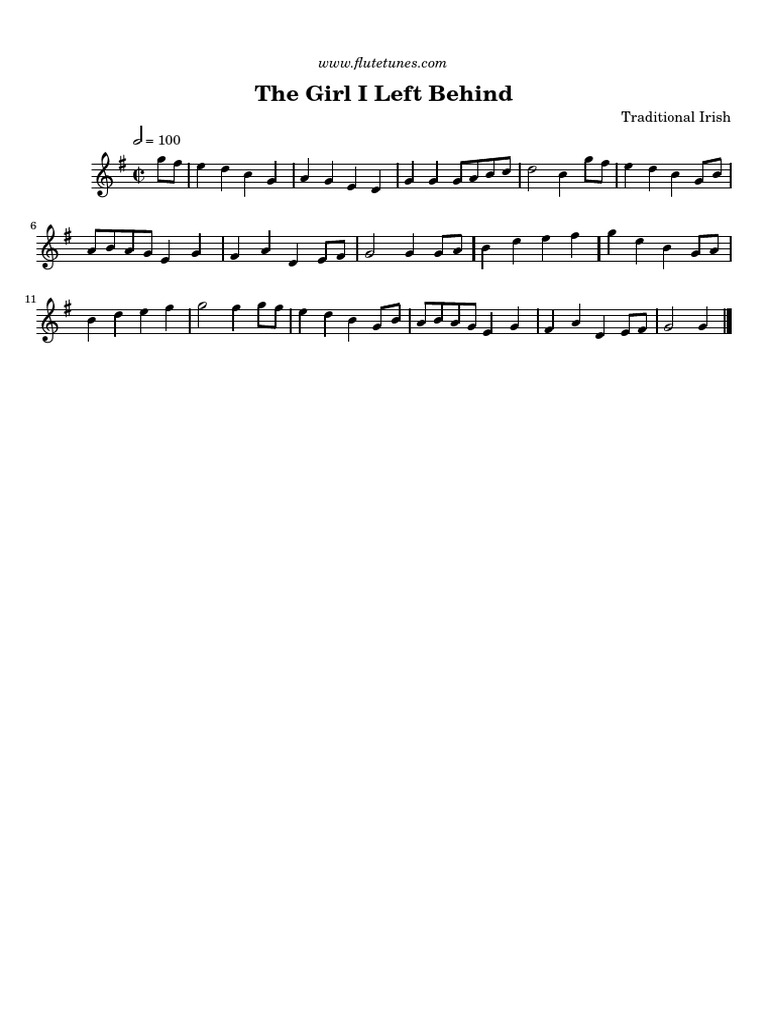 The Girl I Left Behind - Flute Sheet Music | PDF