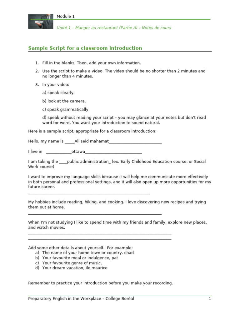 M1.1 LS Sample-Script | PDF