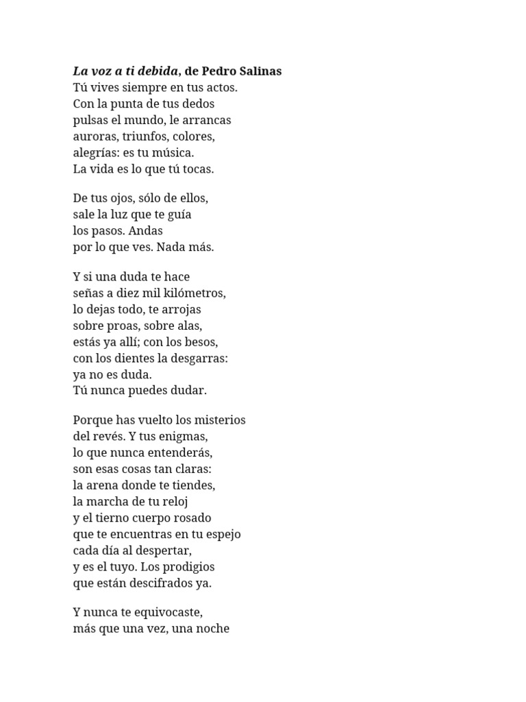 Análisis de "La voz a ti debida" | PDF