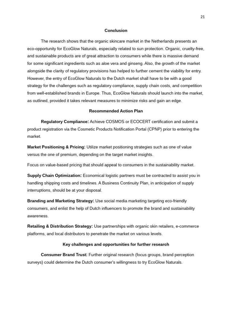 Conclusion and Action Plan | PDF | Market (Economics) | Supply Chain