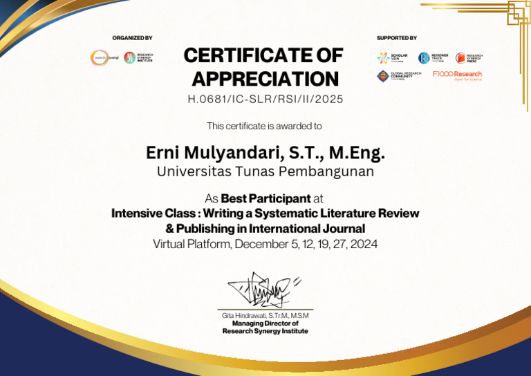 Best Participant Certificate for SLR Class | PDF