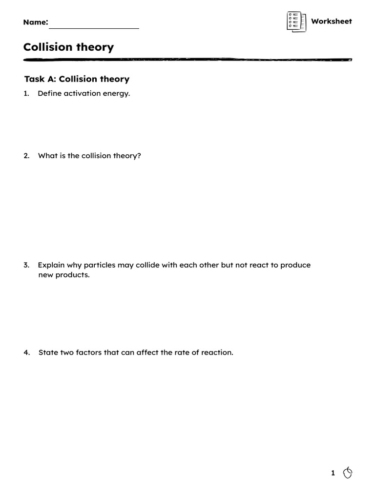 Collision Theory Worksheet | PDF