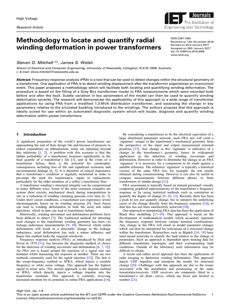 Methodology To Locate and Quantify Radial Winding | PDF | Transformer ...