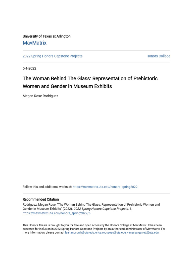 The Woman Behind The Glass - Representation of Prehistoric Women A ...