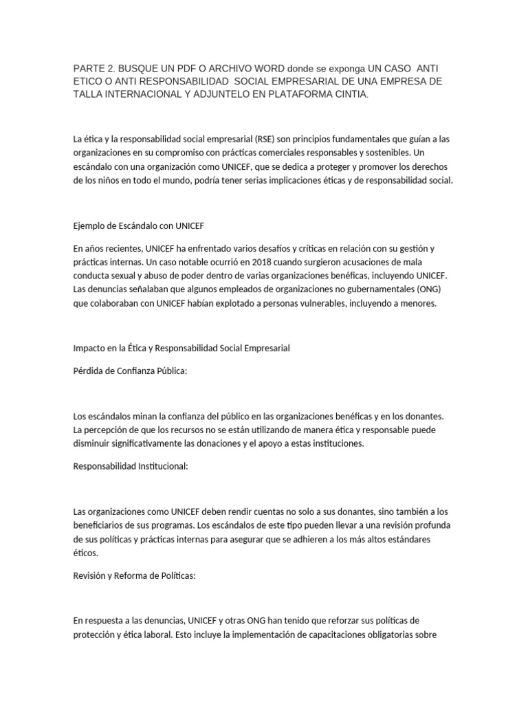 Etica y Responsabilidas Social Empresarial (Rse) | PDF ...