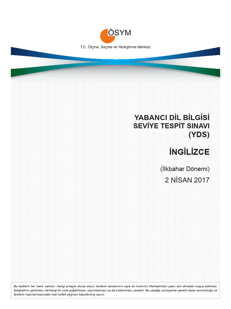 Yds Sinavi Sorulari 2017 Ilkbahar | PDF | Airbag | Mars