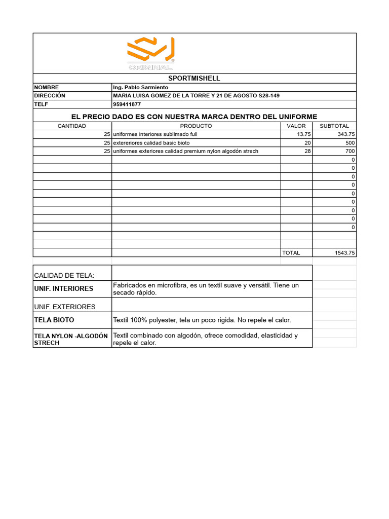 PROFORMAS - Hoja 1 | PDF