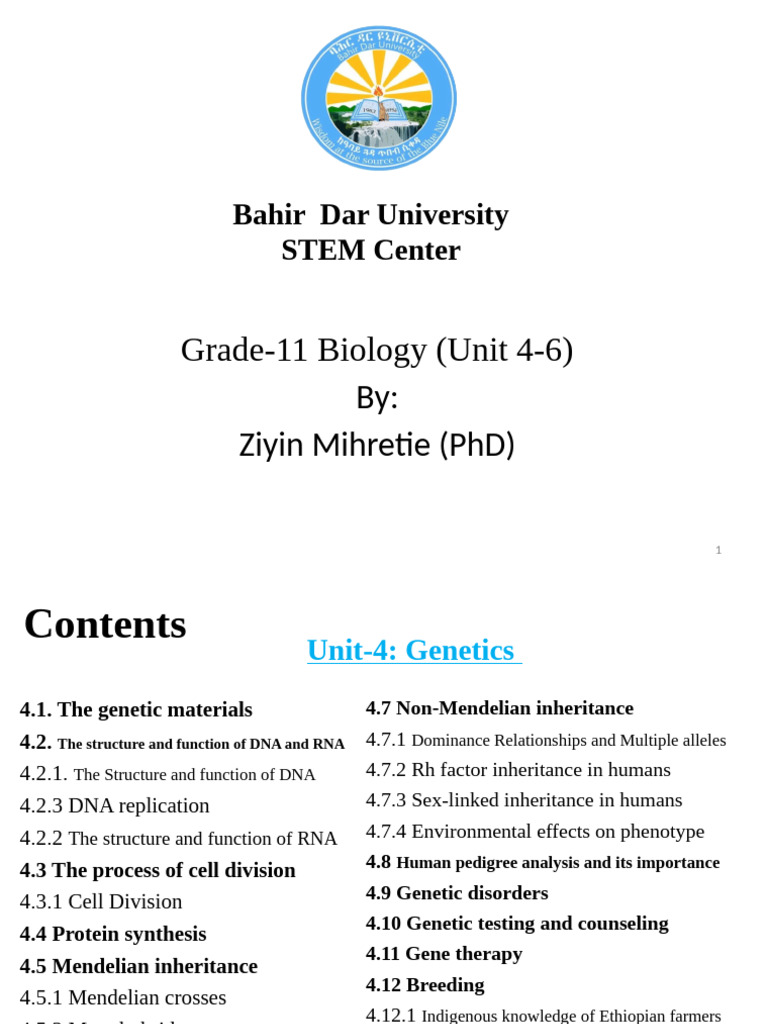 Grade 11 Biology: Genetics Overview | PDF | Meiosis | Dominance (Genetics)