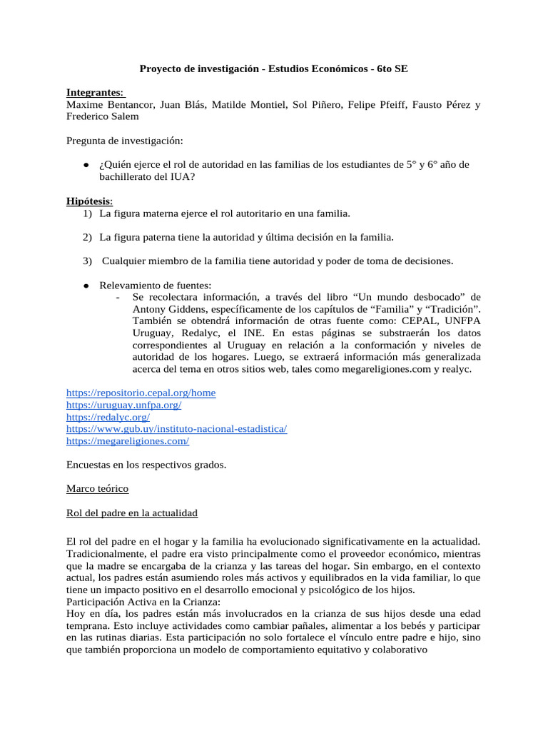 Proyecto Estudios Econo Micos | PDF | Familia | Mujer