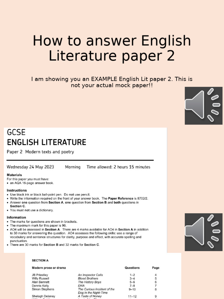 How To Answer English Literature Paper 2 | PDF