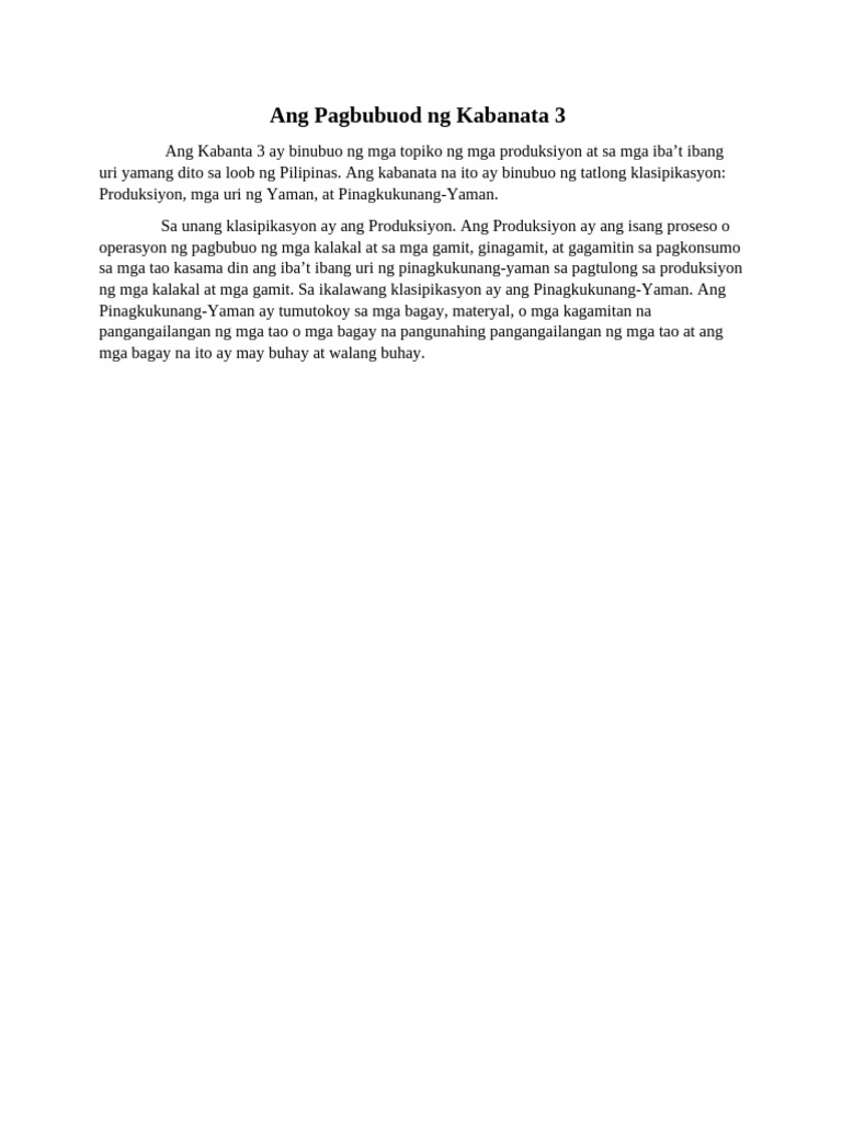 Ang Pagbubuod NG Kabanata 3 | PDF