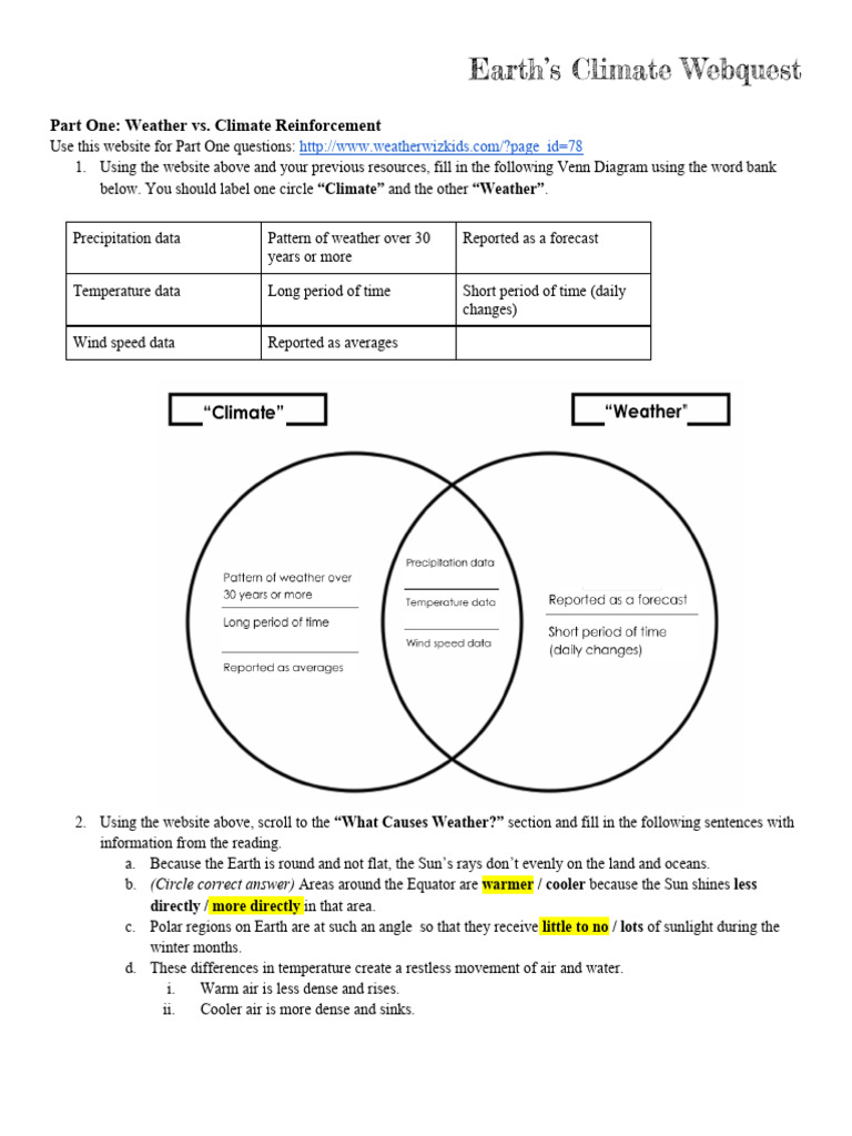 Annotated-Copy of Climate Processes Webquest | PDF | Wound | Weather