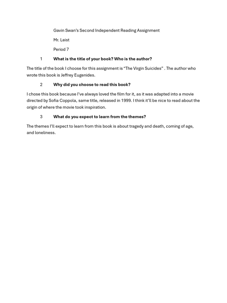 Independent Reading2 Copy | PDF