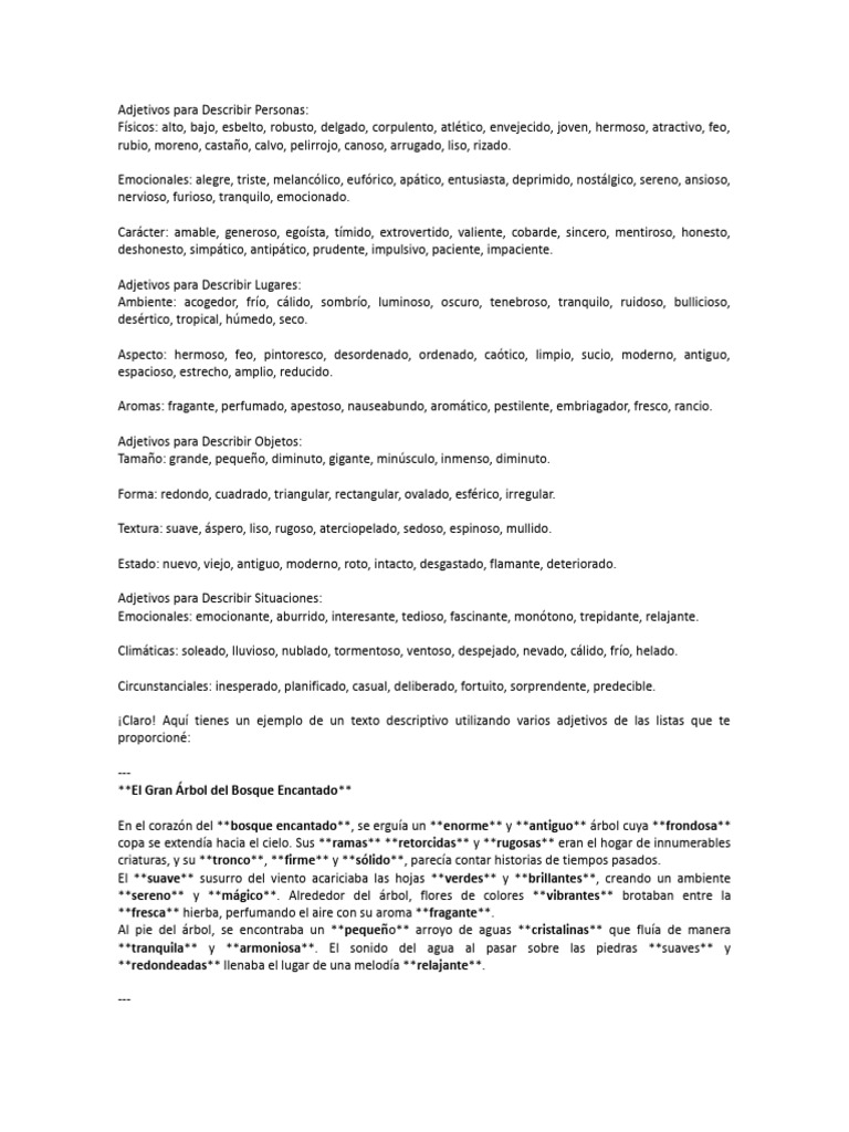Adjetivos para Describir Personas | PDF | Biología | Arboles
