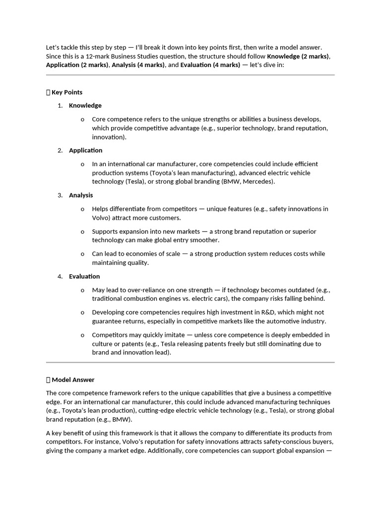 Core Competence in Car Manufacturing | PDF | Automotive Industry | Car