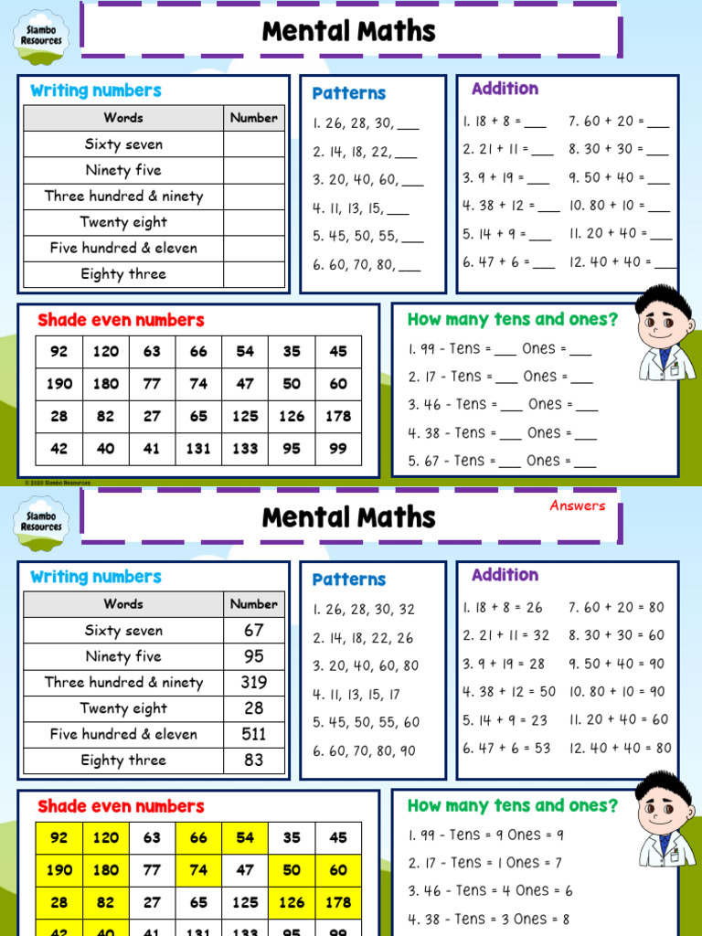 Grade 2 Mental Maths Worksheet 3 | PDF