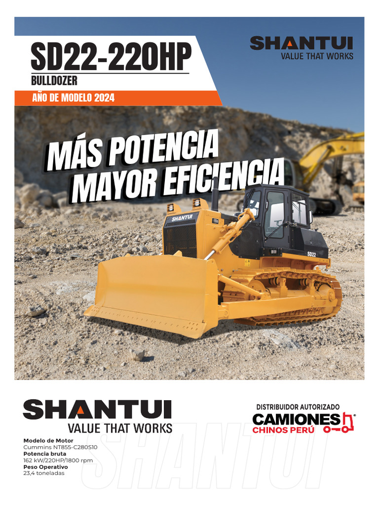Ficha Técnica Bulldozer SD22 | PDF | Caballo de fuerza | Engranaje