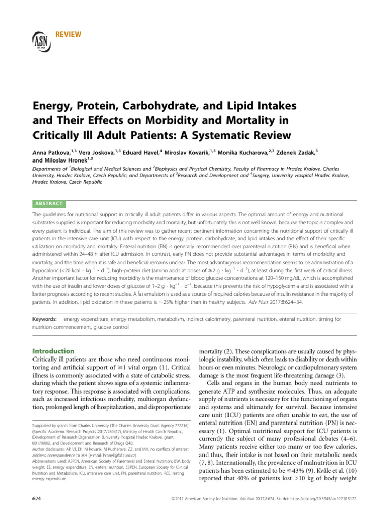 Energy, Protein, Carbohydrate, and Lipid Intakes and Their Effects On ...