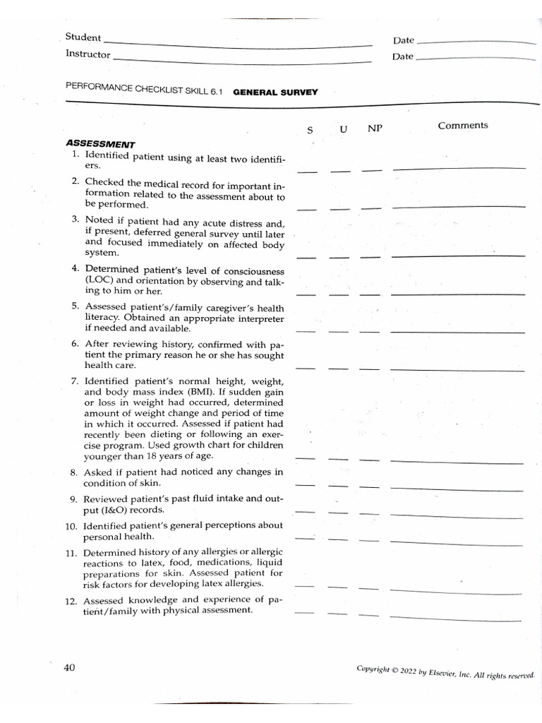 General-Survey-Checklist.NCM1011 | PDF