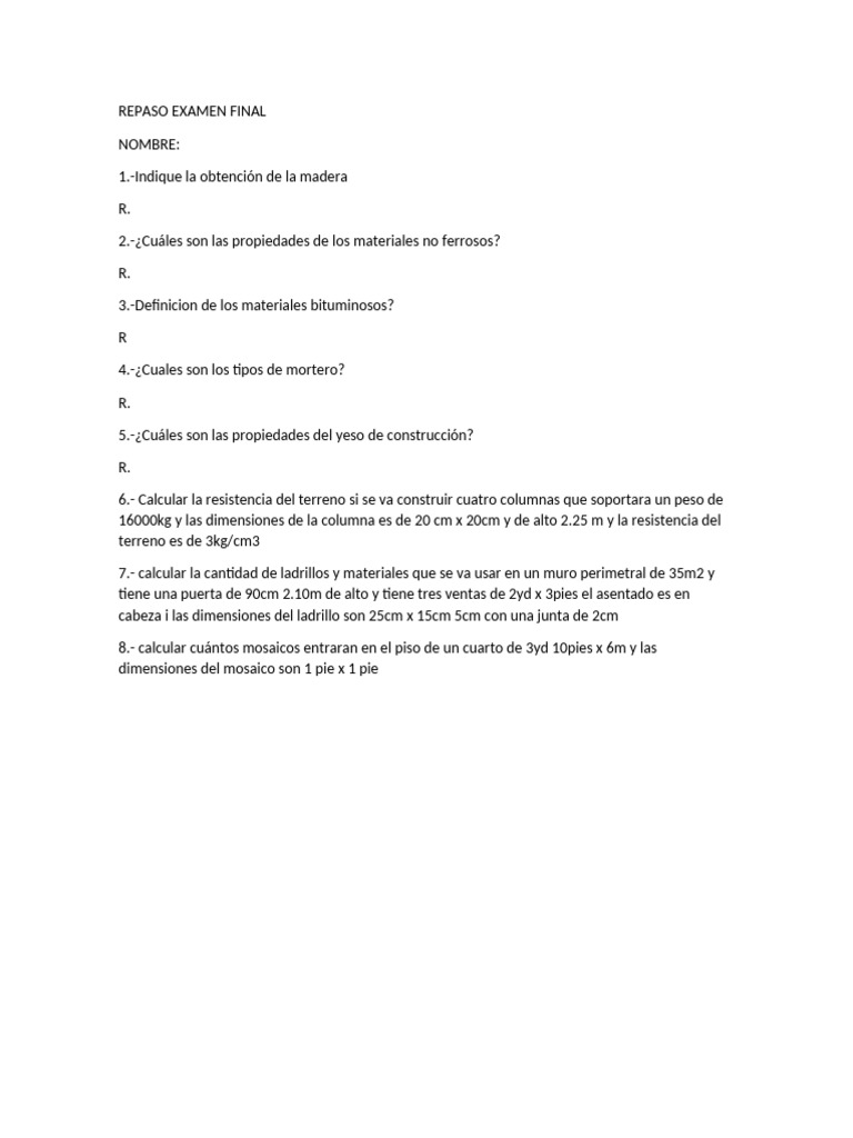 Repaso Examen Final | PDF