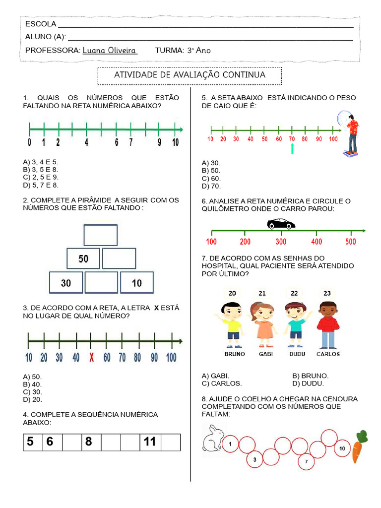 Atividade - Matemática - Ordem Numérica | PDF