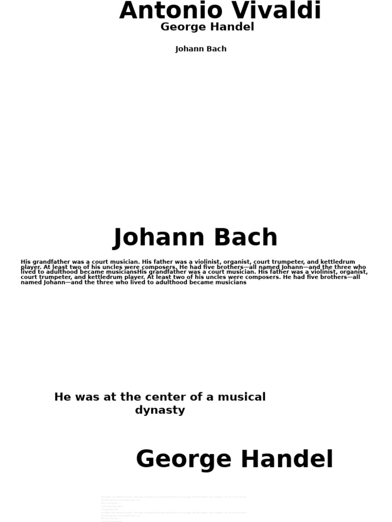 Baroque Composers: Vivaldi, Handel, Bach | PDF