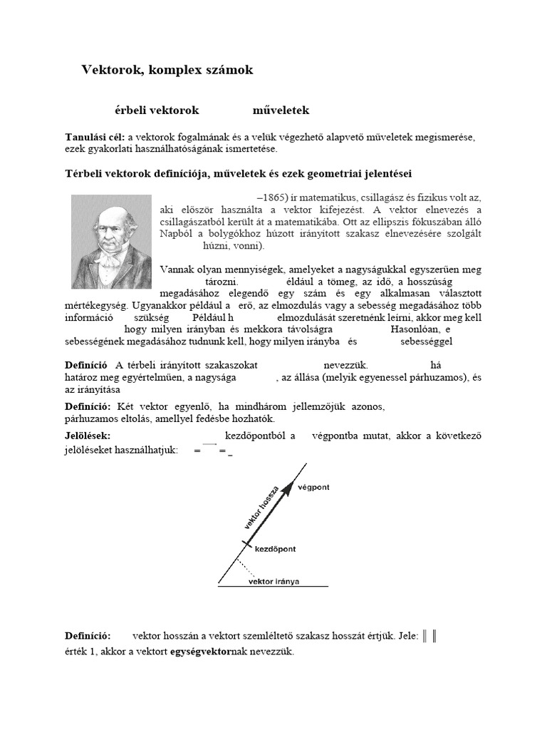 1.1. Vektorok, Komplex SZ Mok 1. Lecke | PDF