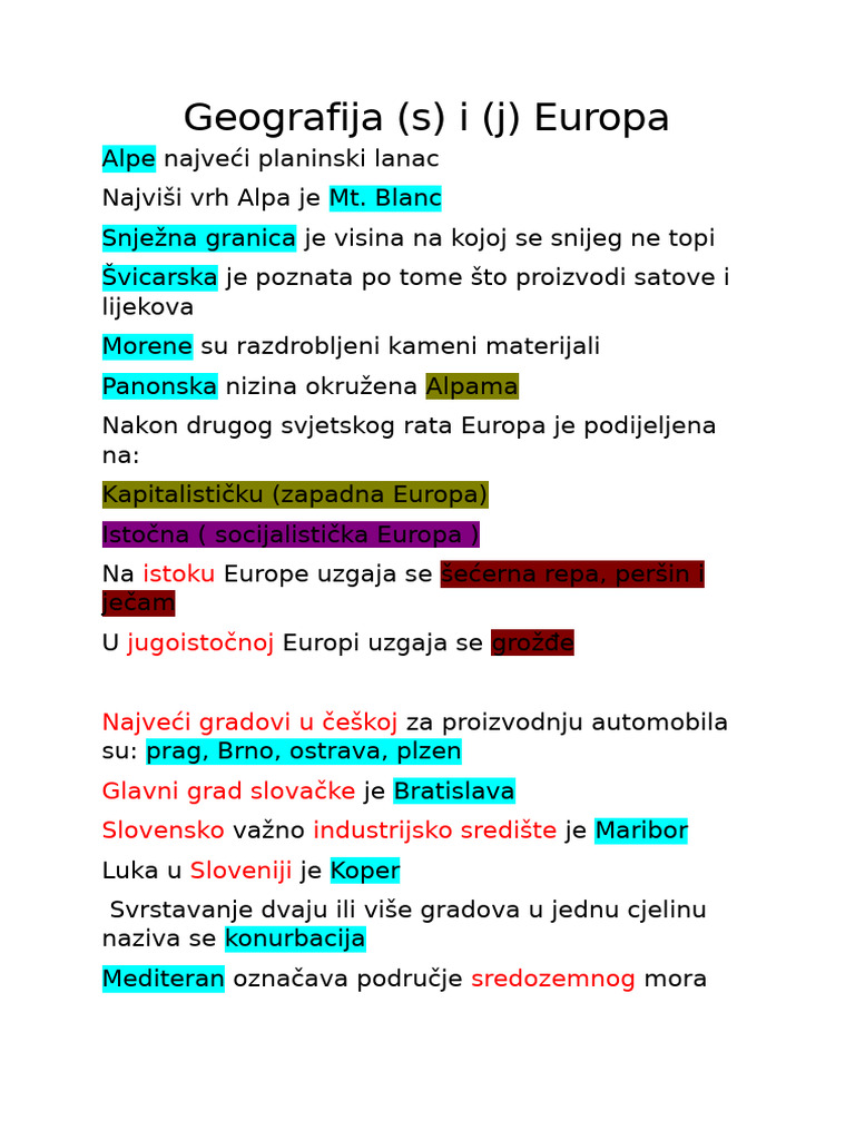Geografija (Srednja) I (Južna) Eu 7.razred | PDF