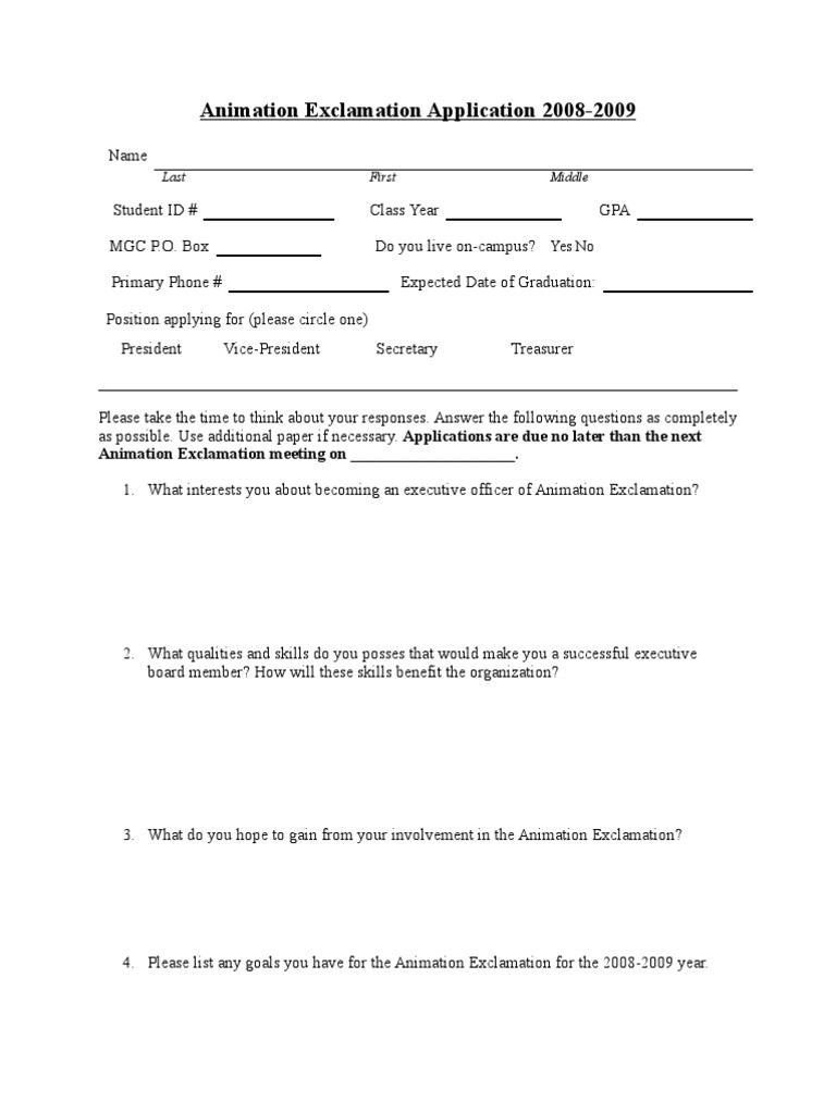 AnEx Executive Board Application 2008 | PDF