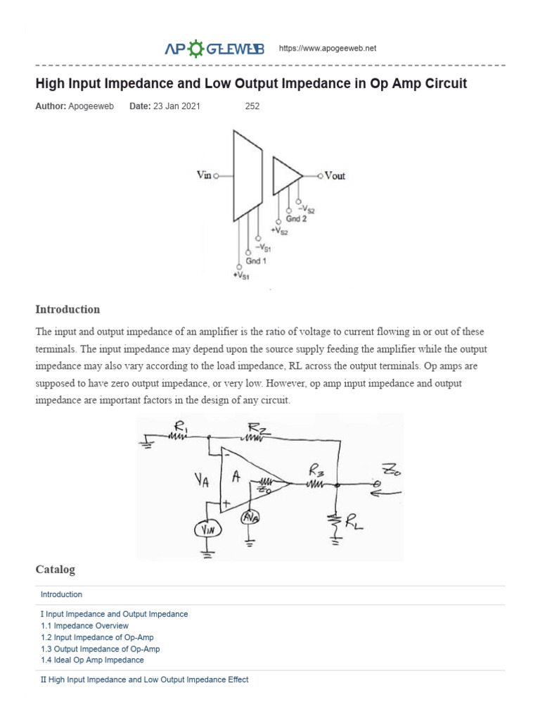 High Input Impedance and Low Output Impedance Comparison | PDF | Operational Amplifier ...