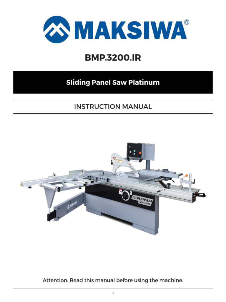 BMP.3200.IR Sliding Panel Saw Manual | PDF