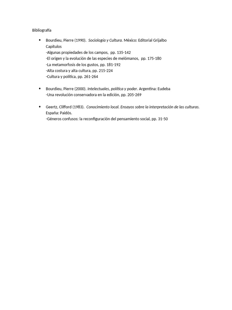 Bibliografía sobre Sociología y Cultura | PDF