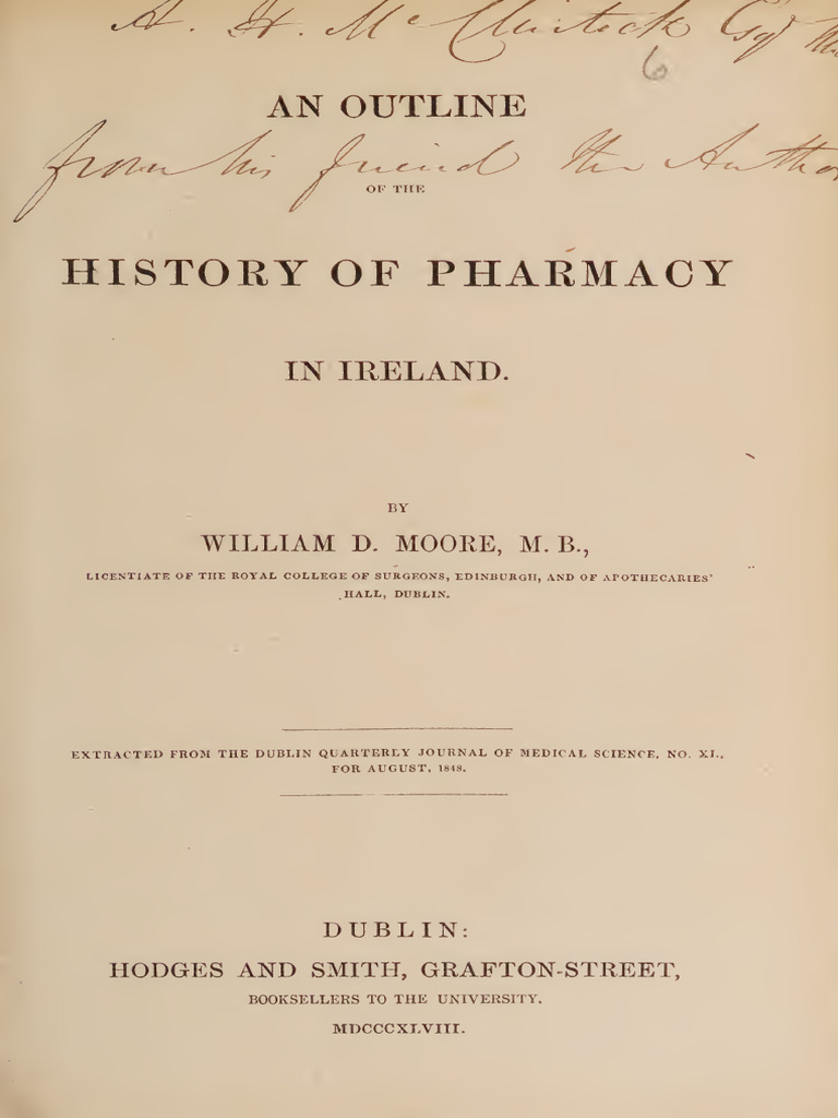 Moore William, An Outline of The History of Pharmacy in Ireland | PDF ...