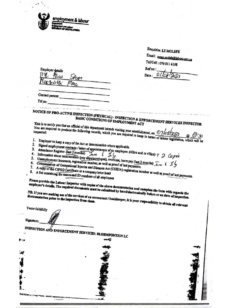 Notice of Inspection | PDF