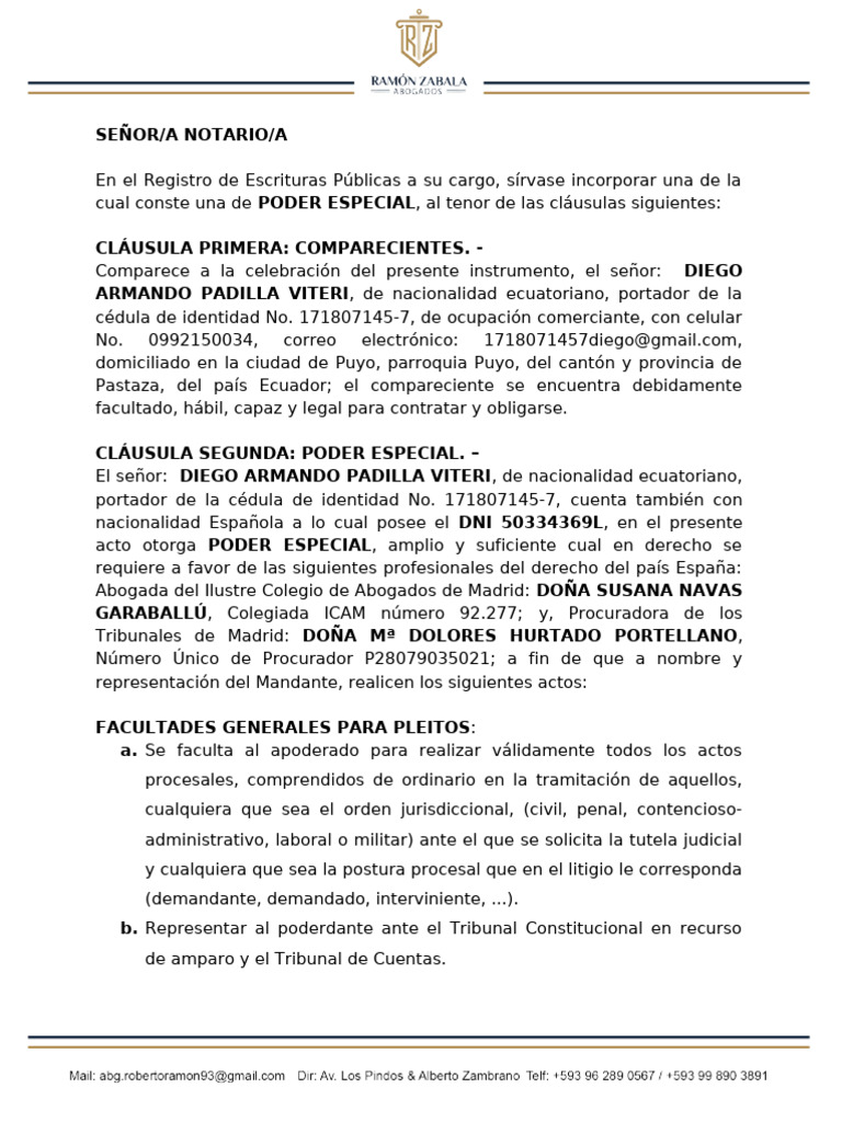Minuta de Poder Especial Notarial | PDF | Abogado | Jurisdicción