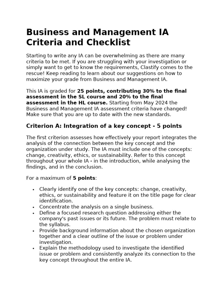 Business Management IA Criteria Guide | PDF | Evaluation | Argument
