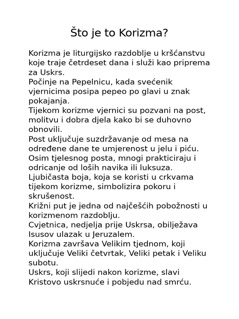 Što Je To Korizma | PDF